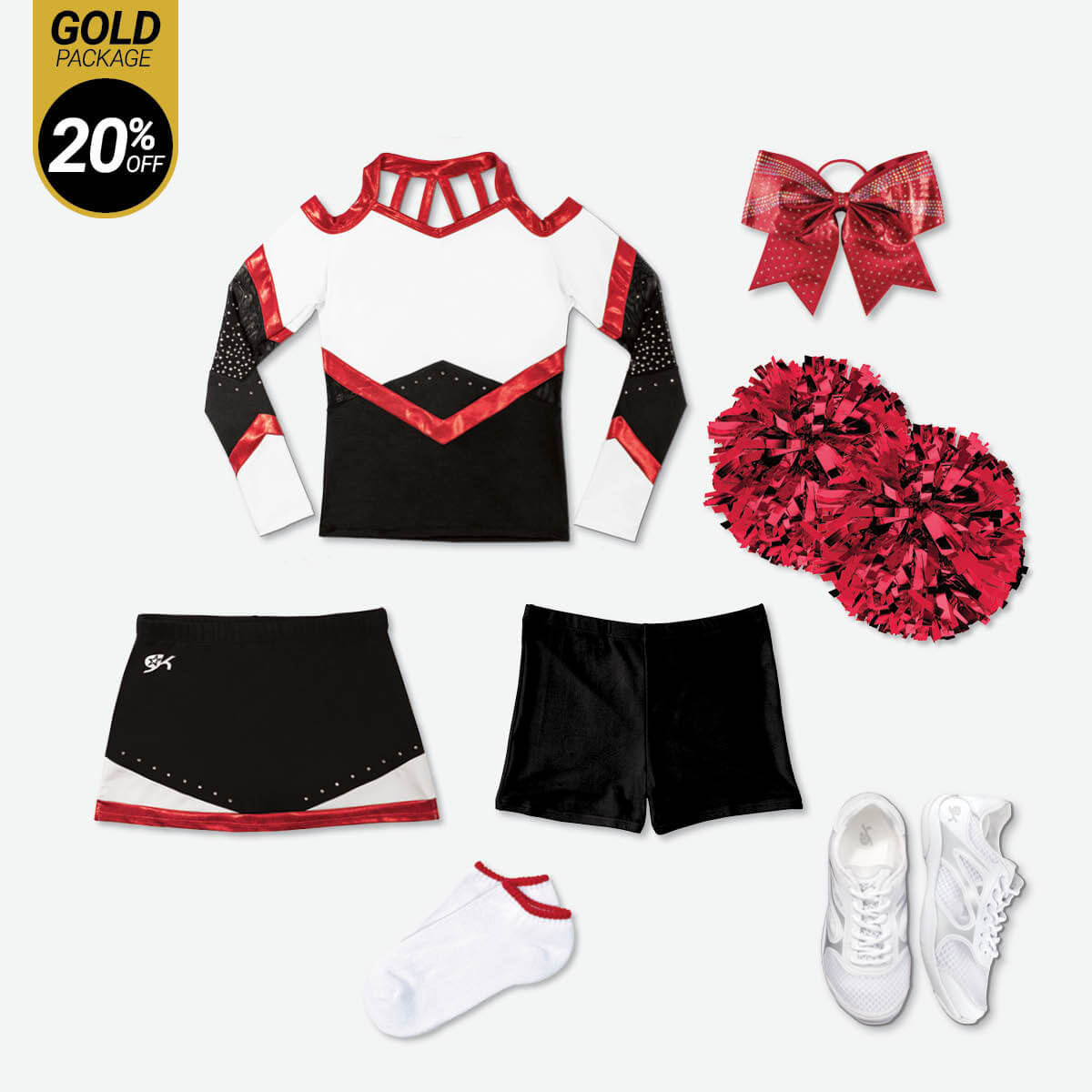 Cheerleading Packages with Uniform, Socks, Poms and Shoes