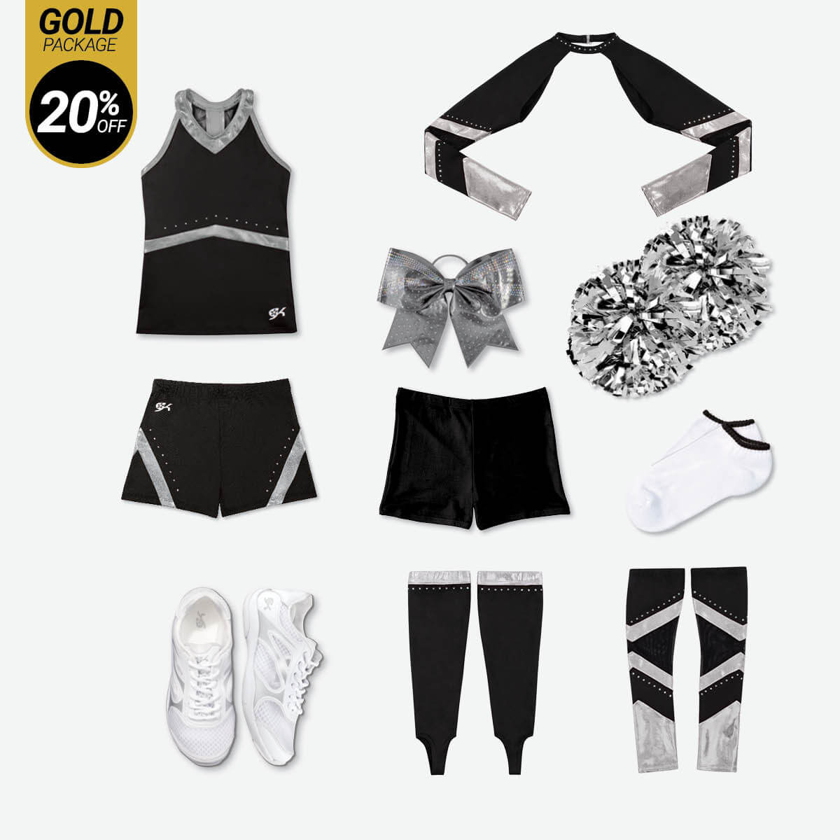 Cheerleading Packages with Uniform, Socks, Poms and Shoes