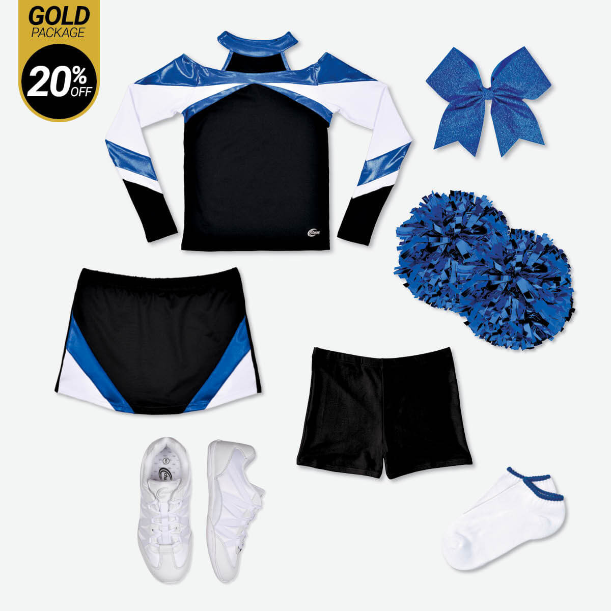 Cheerleading Packages with Uniform, Socks, Poms and Shoes