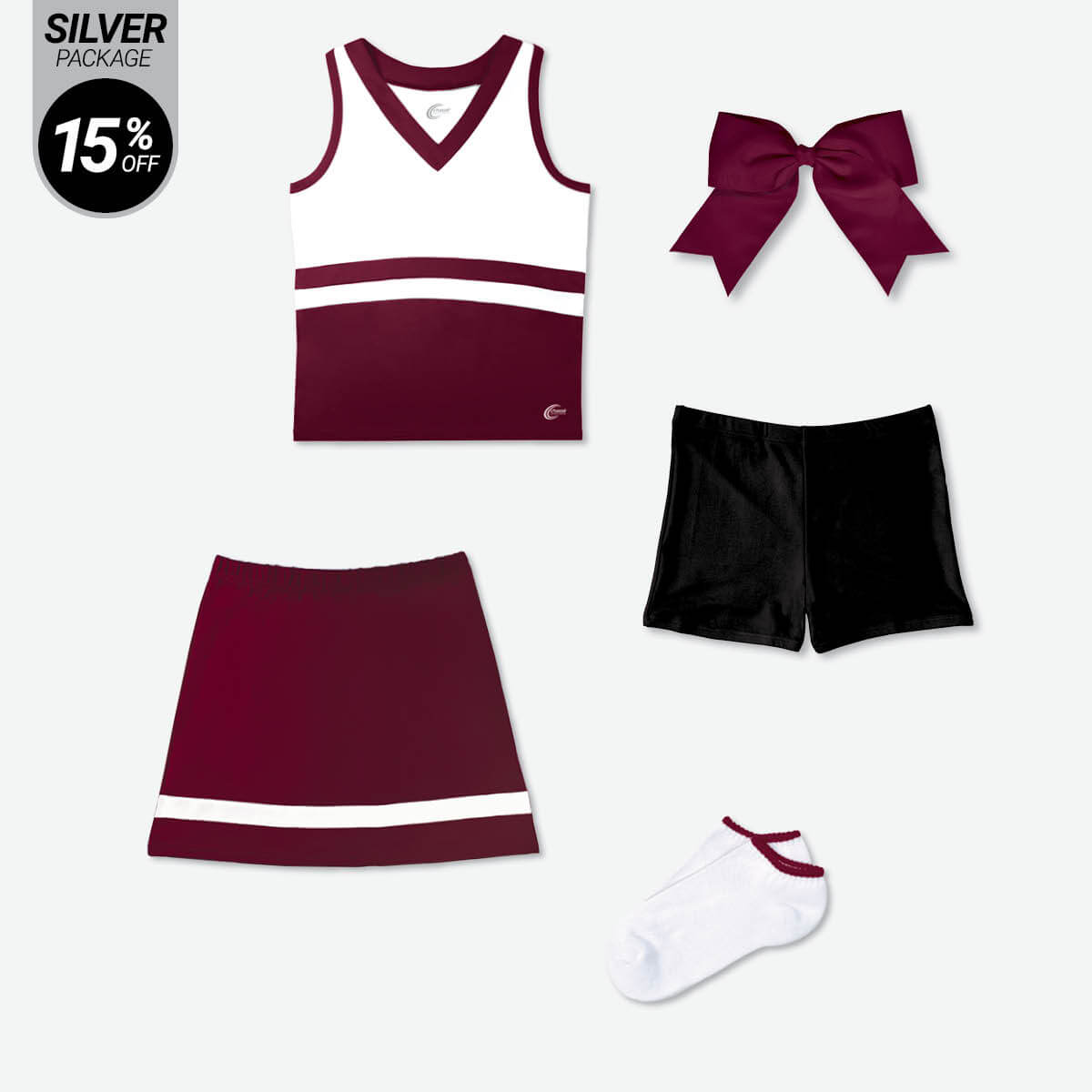 Cheerleading Packages with Uniform, Socks, Poms and Shoes