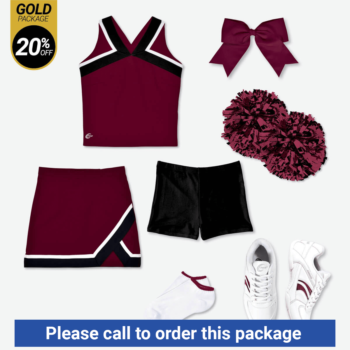Cheerleading Packages with Uniform, Socks, Poms and Shoes