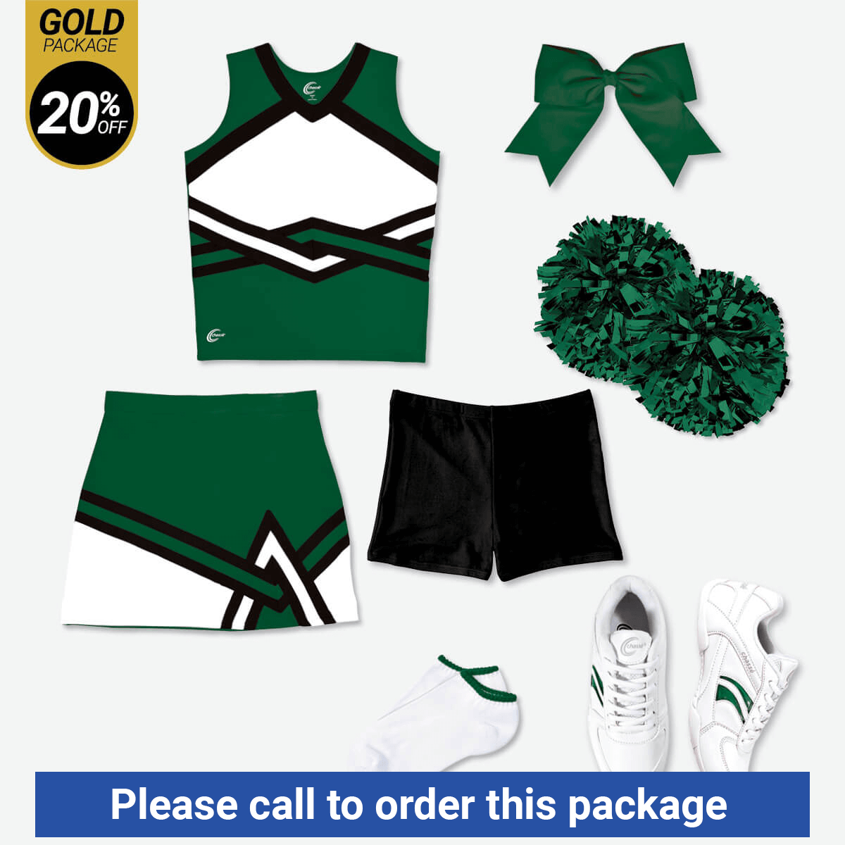 Cheerleading Packages with Uniform, Socks, Poms and Shoes