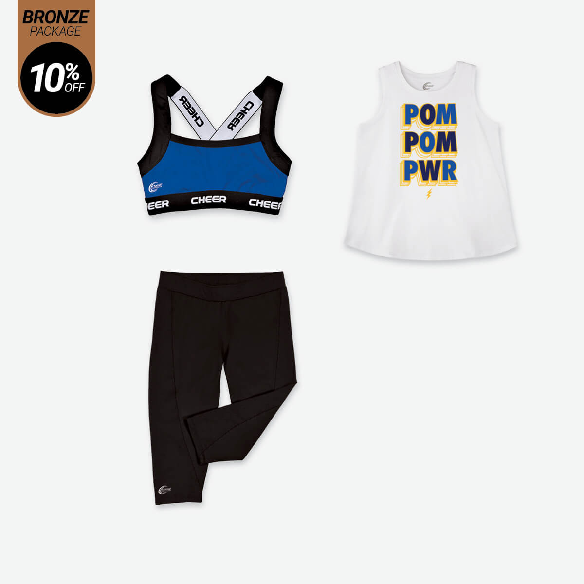 Cheerleading Packages with Uniform, Socks, Poms and Shoes